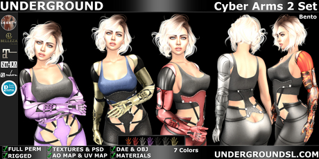 Second Life Marketplace - (UG FULL PERM) - Cyber Arms 2 Female Set